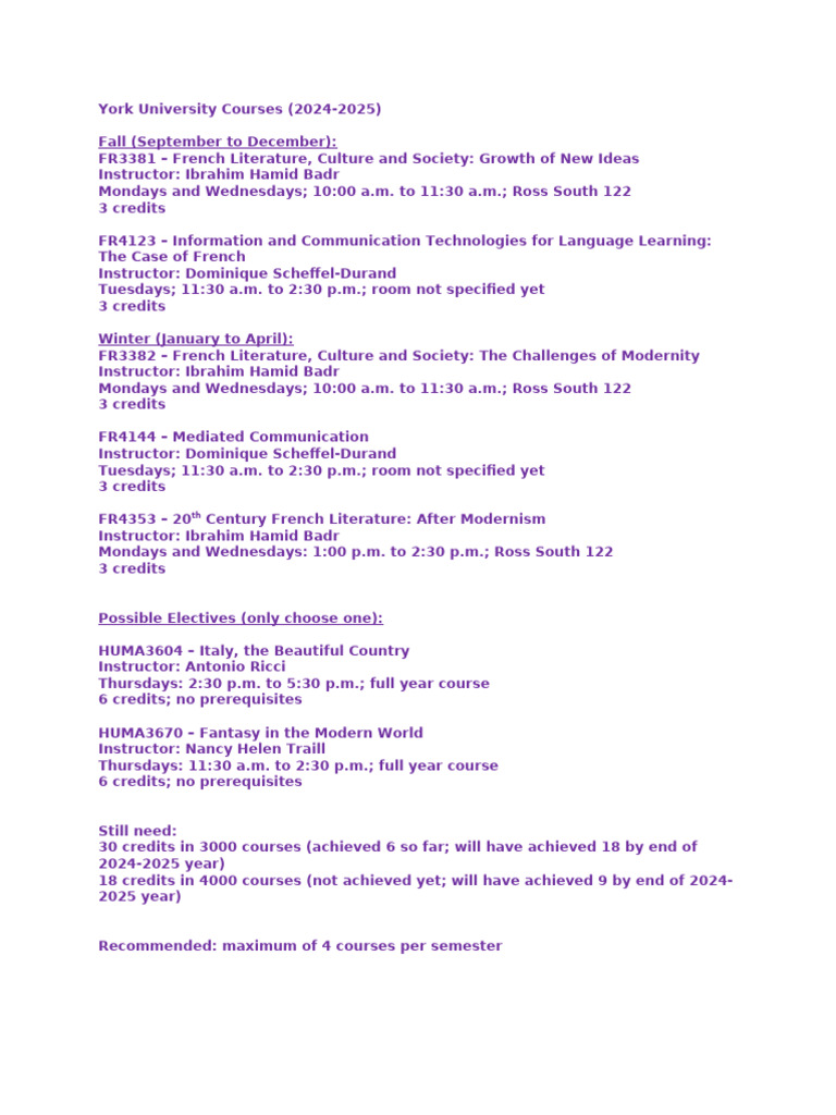 Courses 2024-2025 | PDF