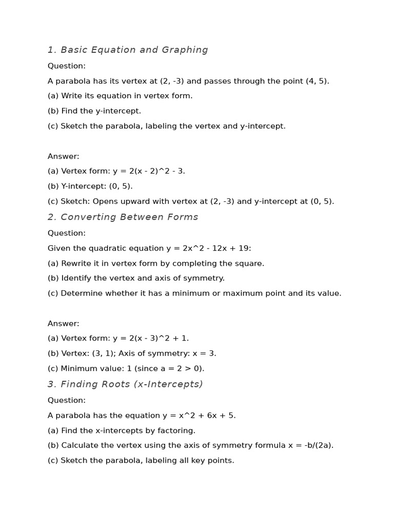Parabola-Related Questions | PDF | Elementary Mathematics | Algebra