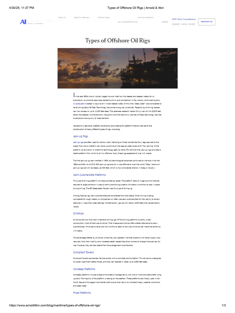 W-Types of Offshore Oil Rigs-1 | PDF | Offshore Drilling | Drilling Rig