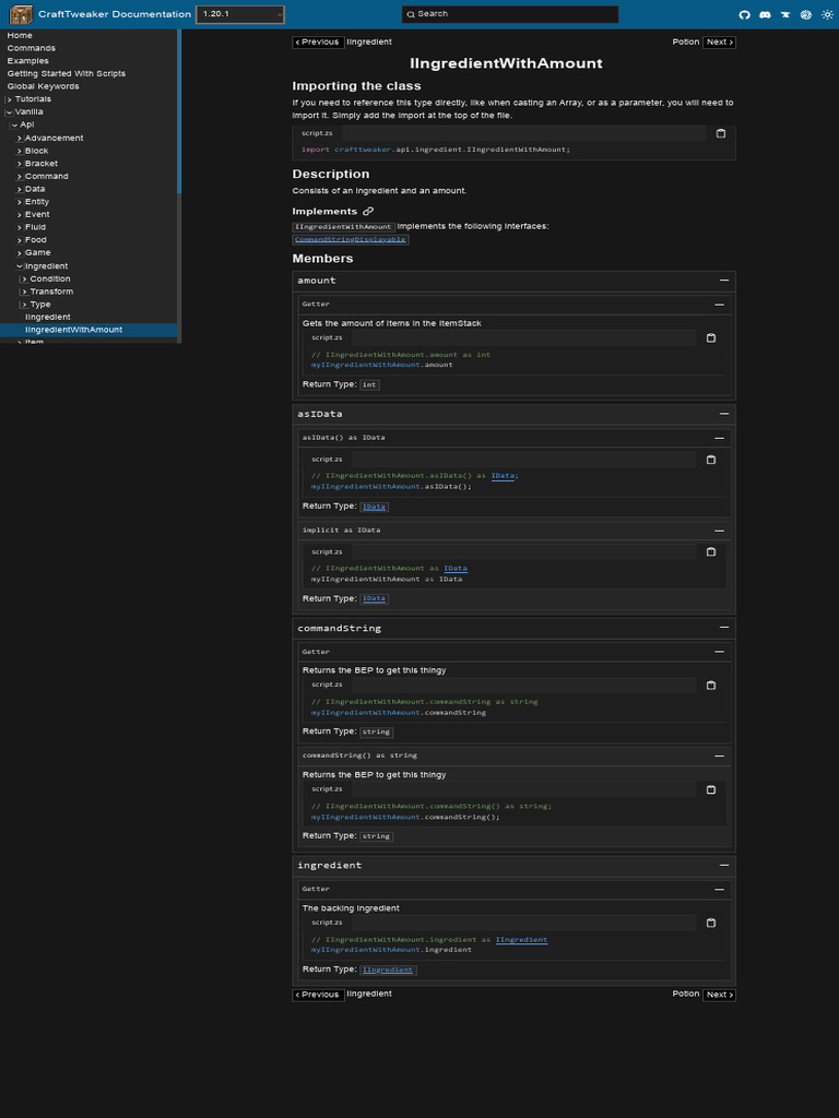 CraftTweaker IIngredientWithAmount Guide | PDF | Software | Object Oriented Programming