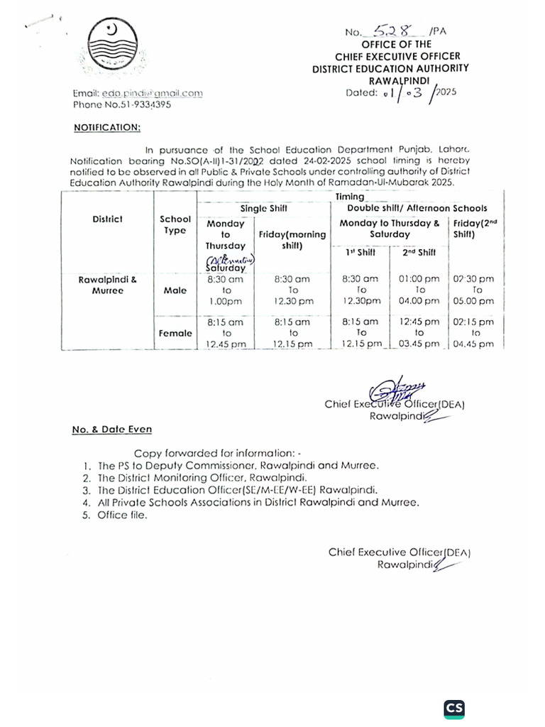Ramzan Timings | PDF