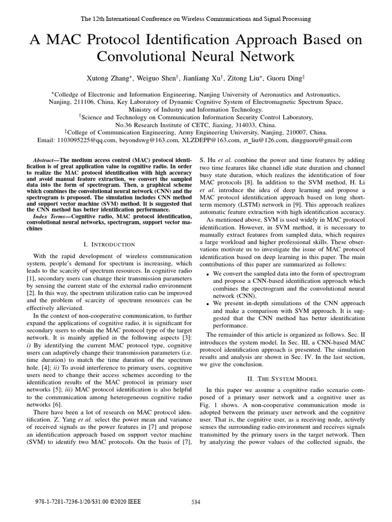 A MAC Protocol Identification Approach Based On Convolutional Neural Network | PDF | Channel ...