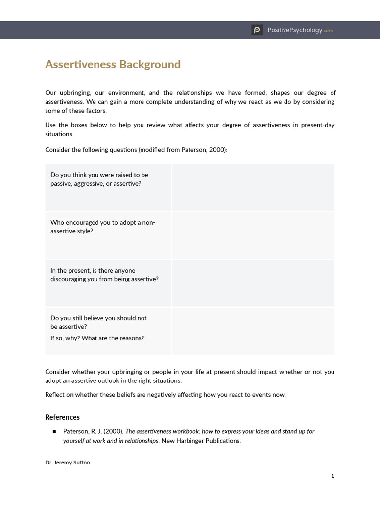 Assertiveness Background | PDF