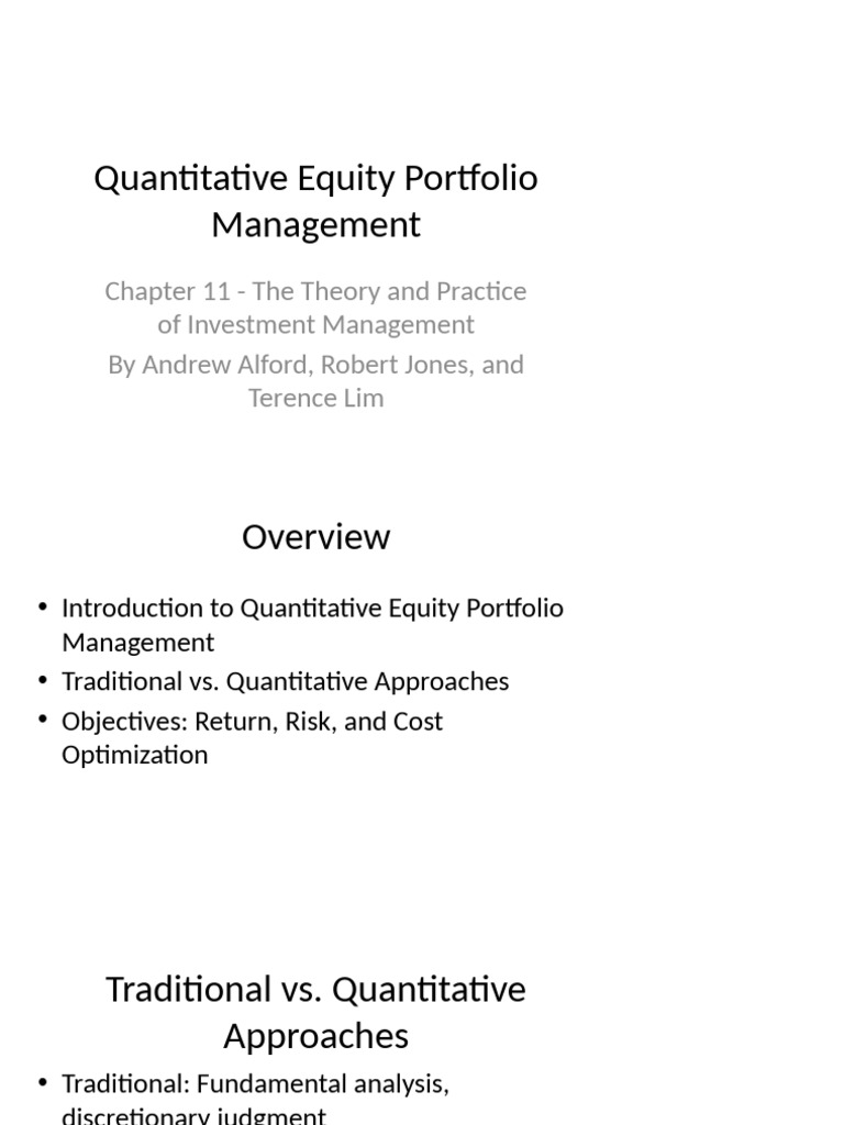 Quantitative Equity Portfolio Management | PDF | Modern Portfolio ...