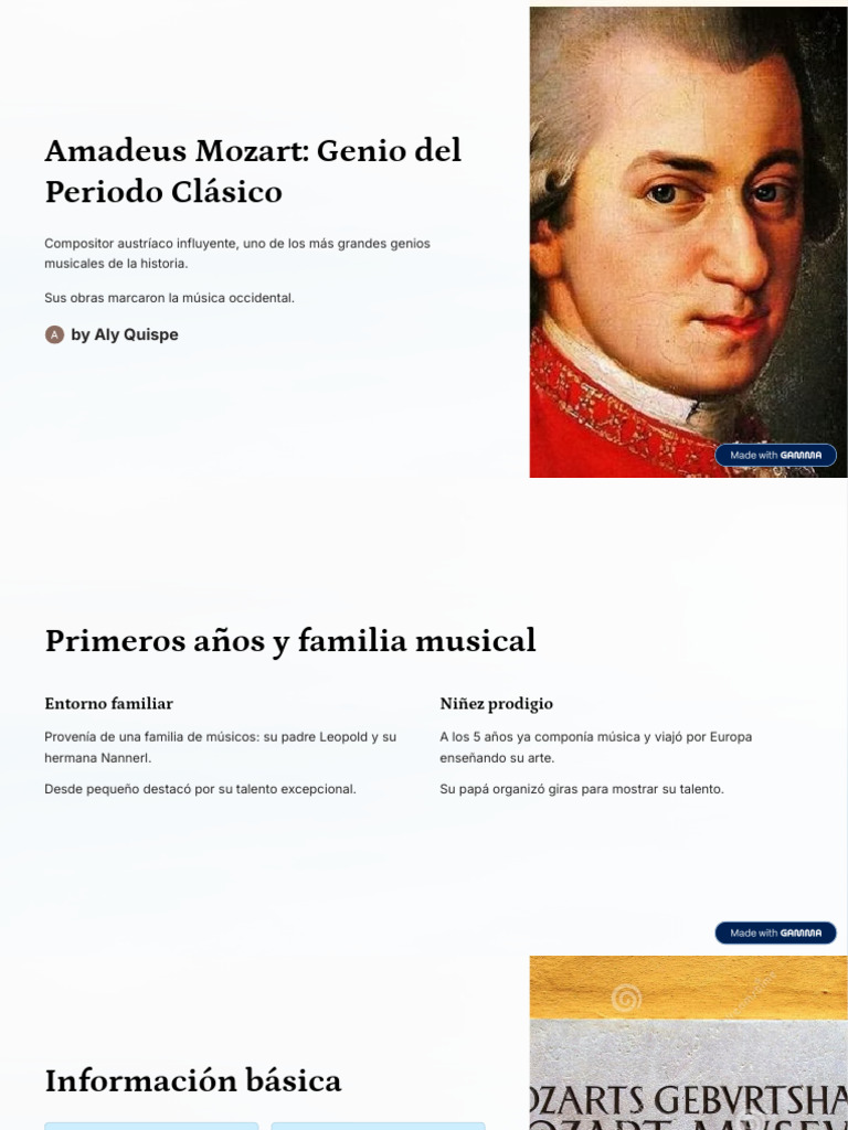 Amadeus Mozart Genio Del Periodo Clasico | PDF