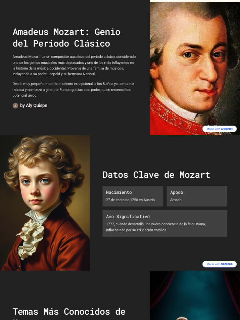 Amadeus Mozart Genio Del Periodo Clasico | PDF | Wolfgang Amadeus Mozart | Composiciones Musicales