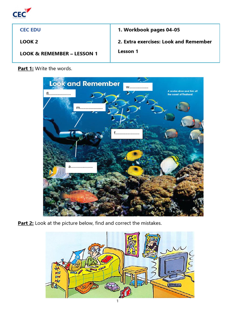 Look 2 - Unit Look and Remember - Lesson 1 | PDF