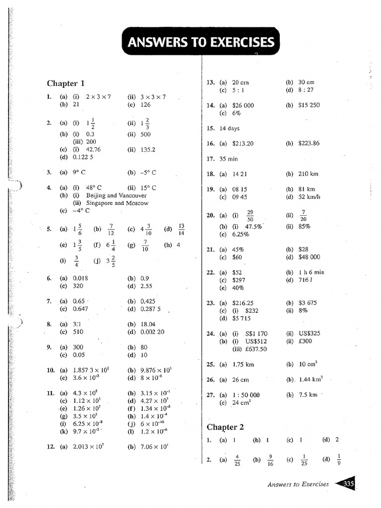 Textbook - Answers Key | PDF