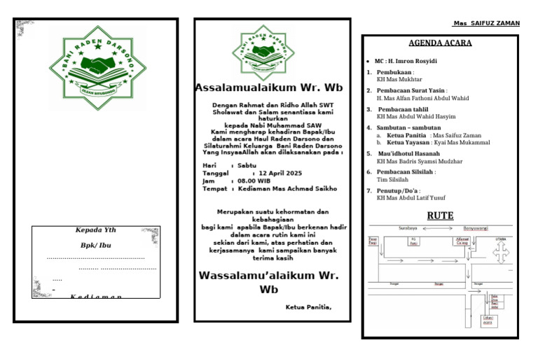 Undangan Haul Raden Darsono | PDF