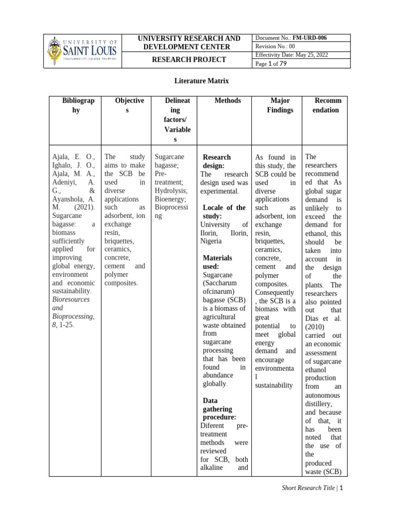 Lit Matrix- Gr6 | PDF | Adsorption | Sugarcane