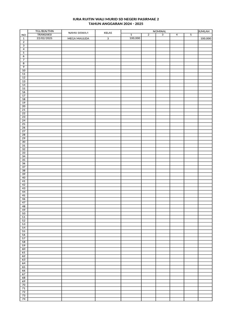Data Laporan Iuran SD 2025 | PDF