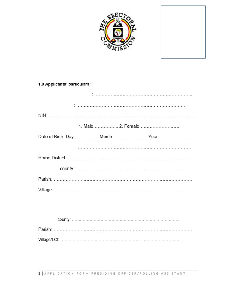 Application Form Presiding Officer & Polling Assistant - 0 | PDF ...