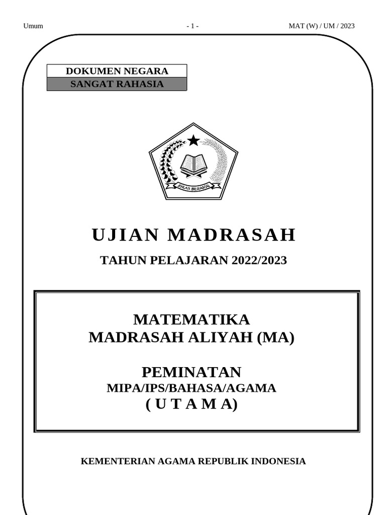 Soal UM MATEMATIKA WAJIB 2023 | PDF