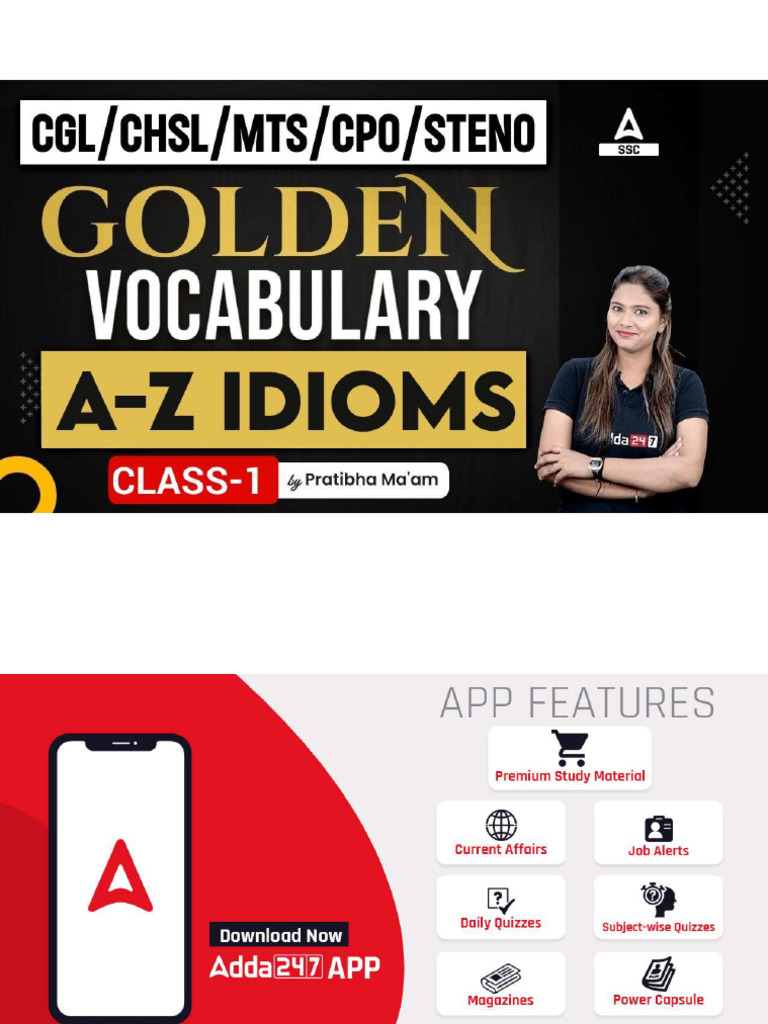 Golden Vocabulary (A-Z) Idioms | PDF