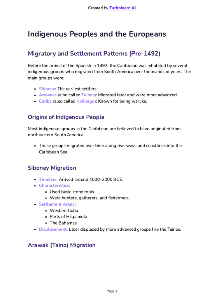 Indigenous Peoples and The Europeans: Migratory and Settlement Patterns ...