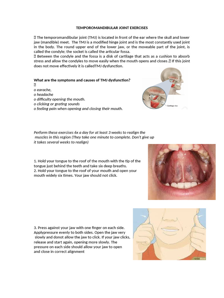 TEMPOROMANDIBULAR JOINT EXERCISES | PDF