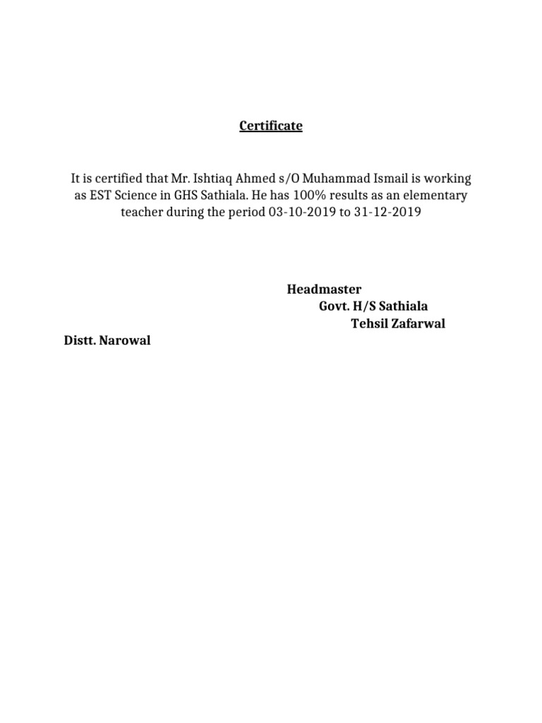 Certificate Less Than 3 Months | PDF