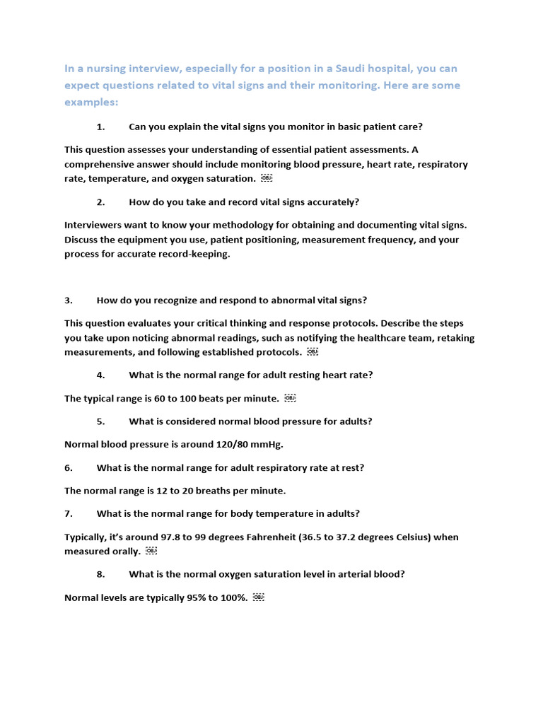 Mstering Your Nursing Interview - Essential Questions and Answer. | PDF ...