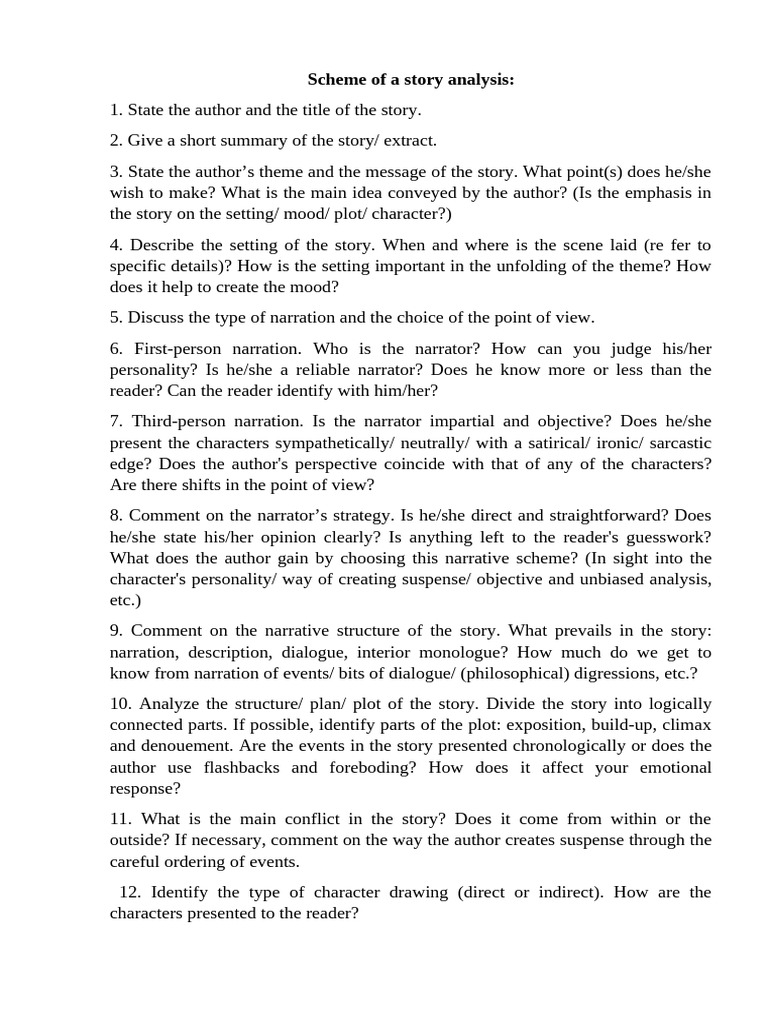 Scheme of A Story Analysis | PDF | Narration | Sentence (Linguistics)