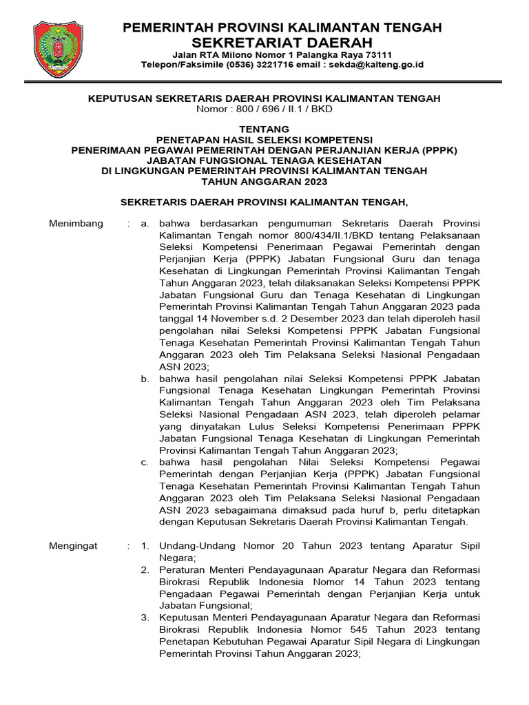 Pengumuman Hasil Akhir Pengadaan Rilis PDF | PDF