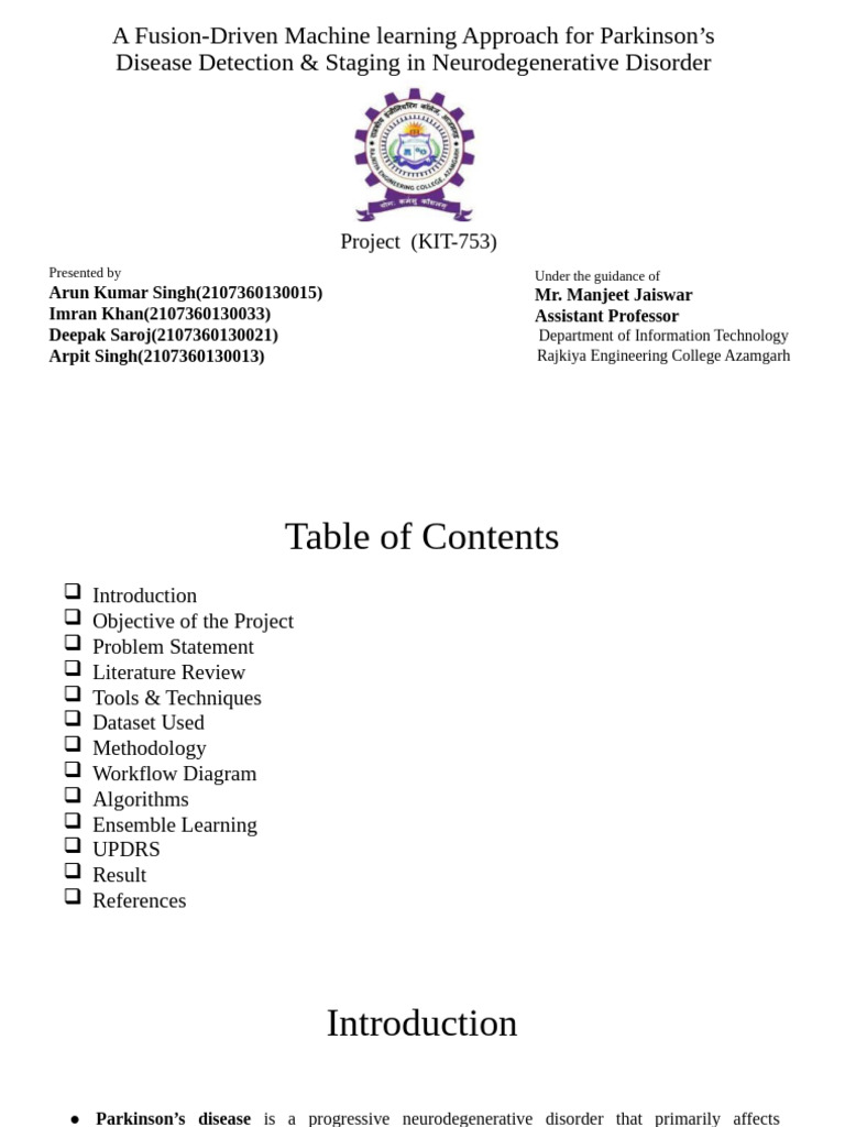 Parkinsons Disease Detection | PDF | Machine Learning | Parkinson's Disease