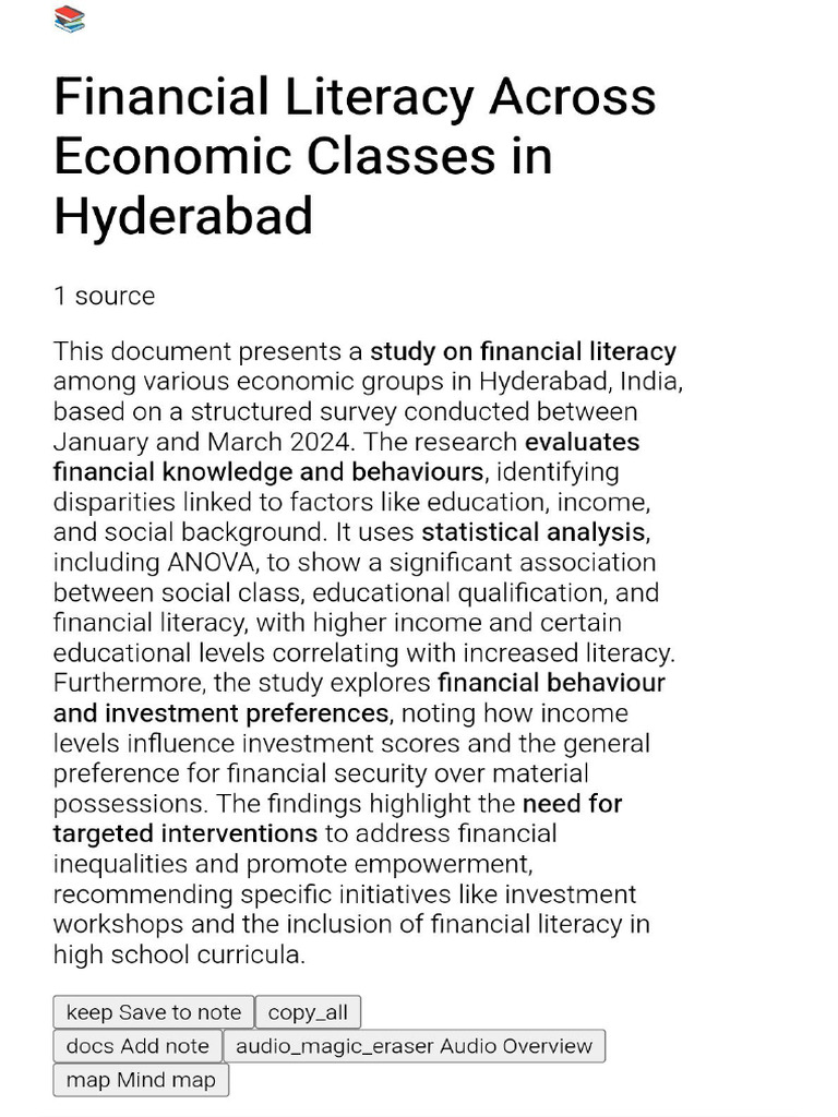 Financial Literacy Across Economic Classes | PDF