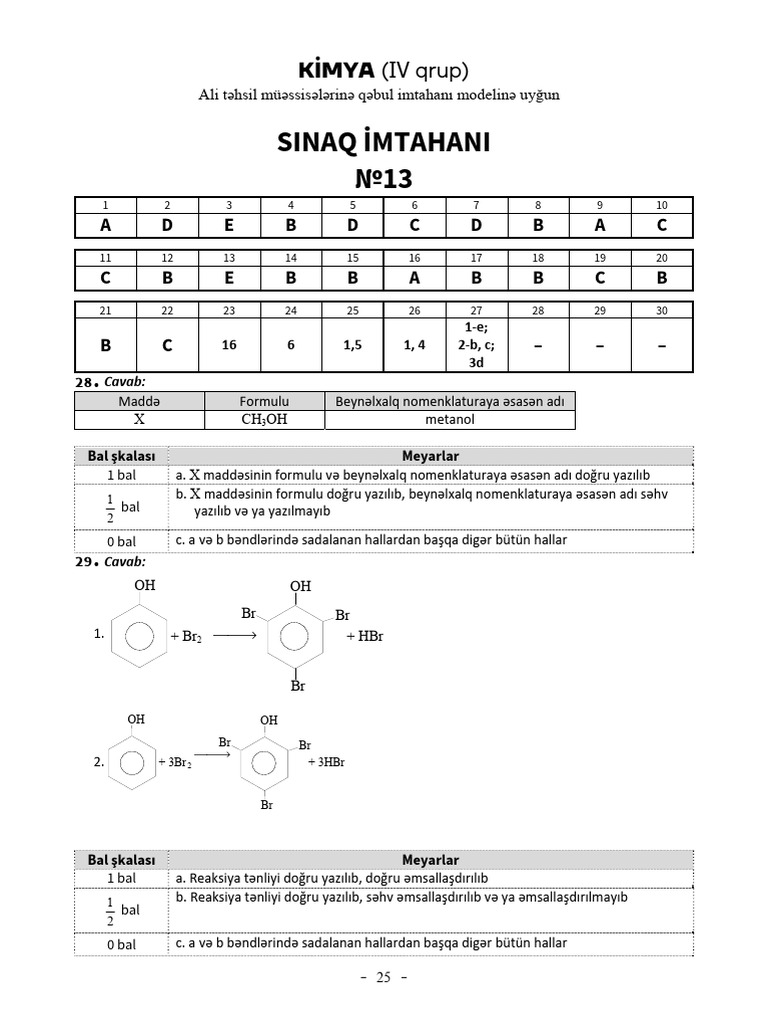 Kimya_Qrup_4_AZ_sinaq_13 | PDF