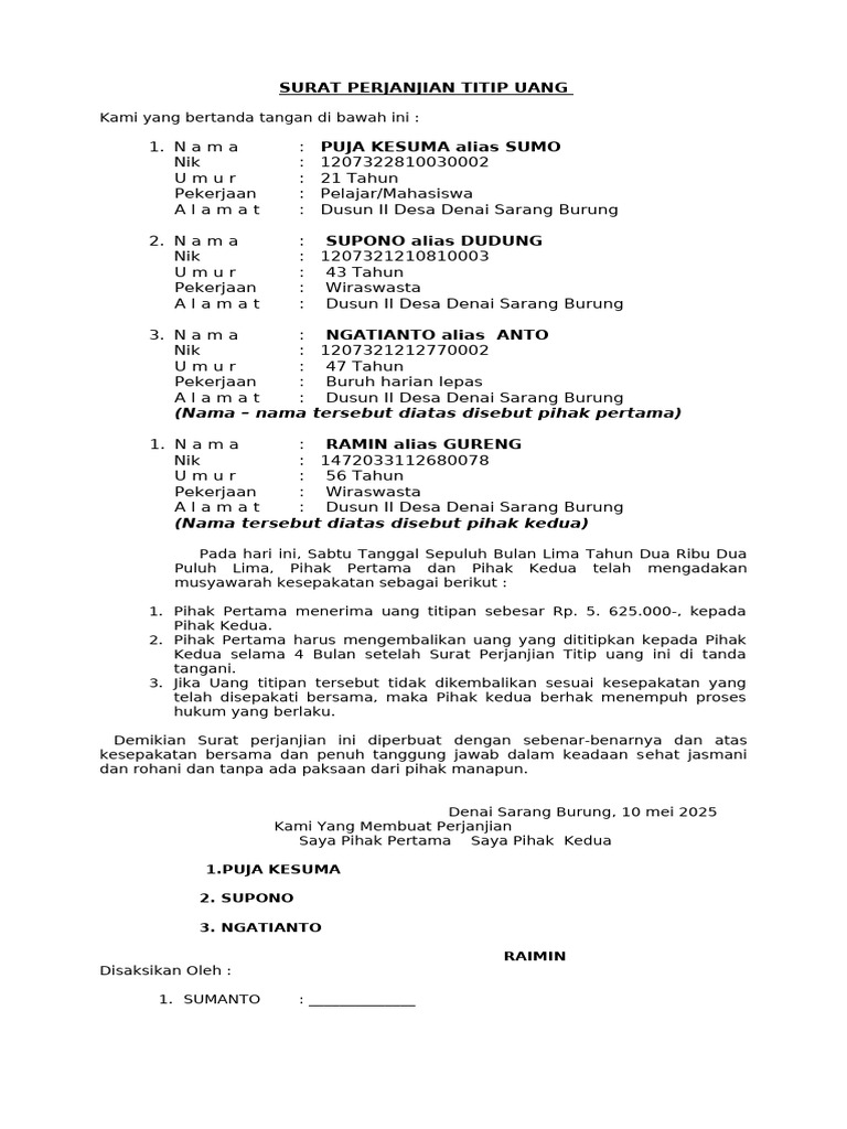 Surat Pinjam Sumo | PDF