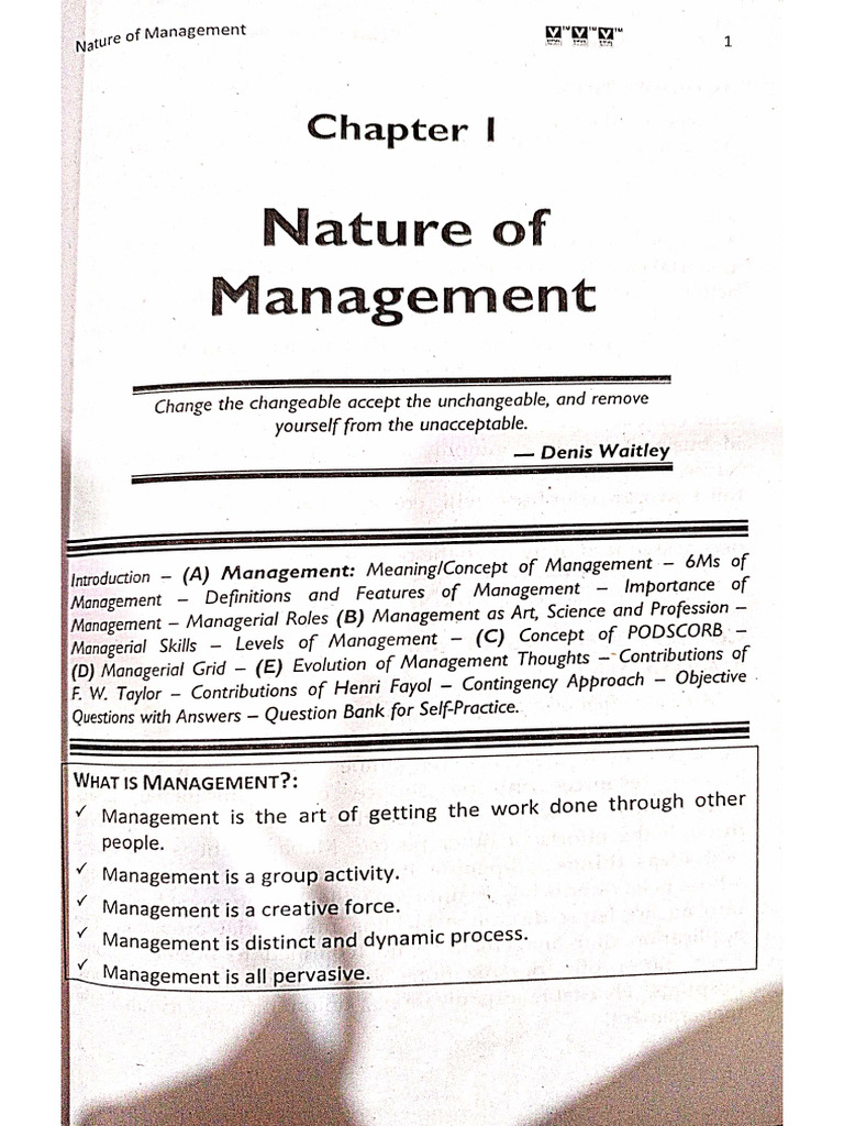Nature of Management Textbook Notes | PDF