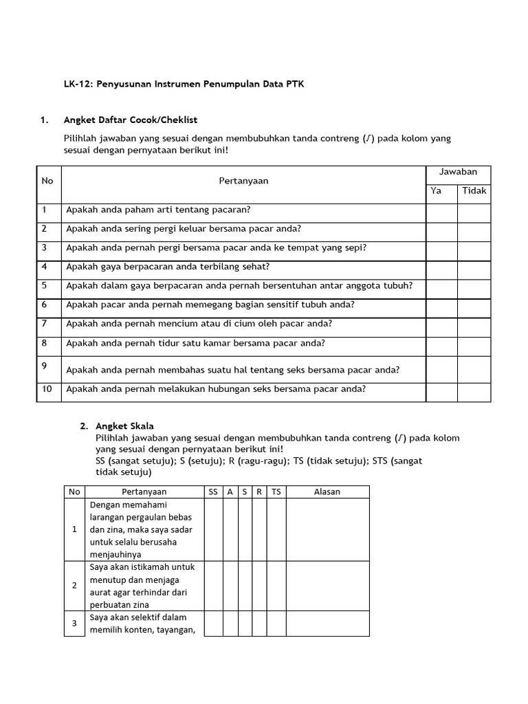 Instrumen Penelitian PTK | PDF