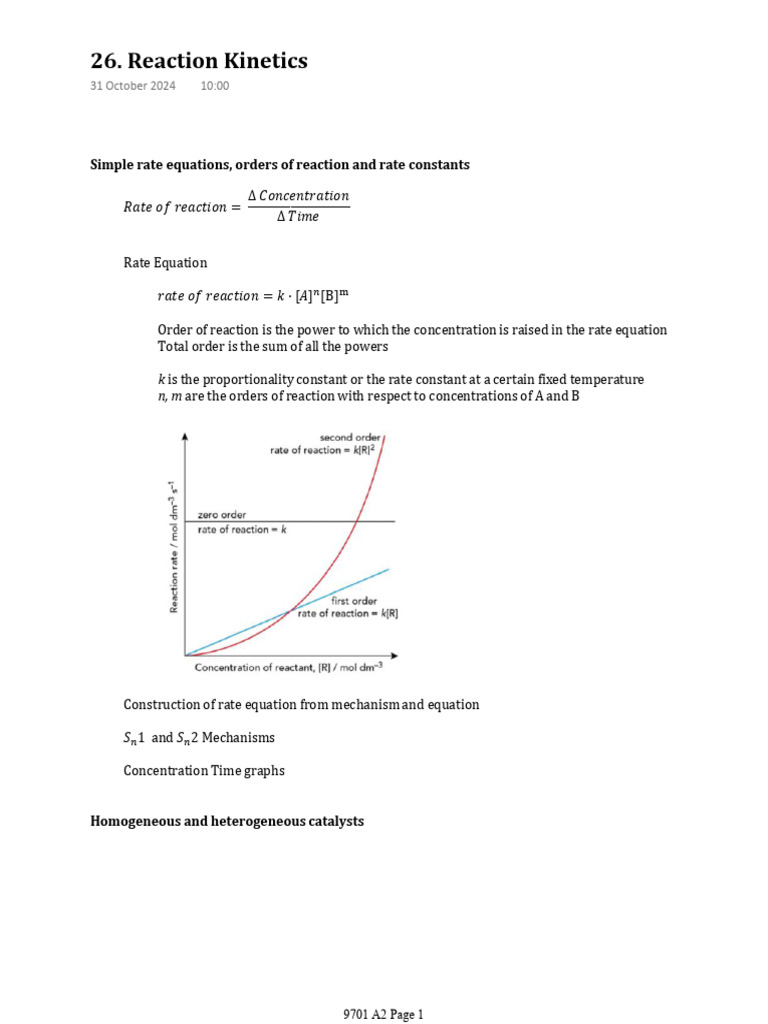 Reaction Kinetics | PDF