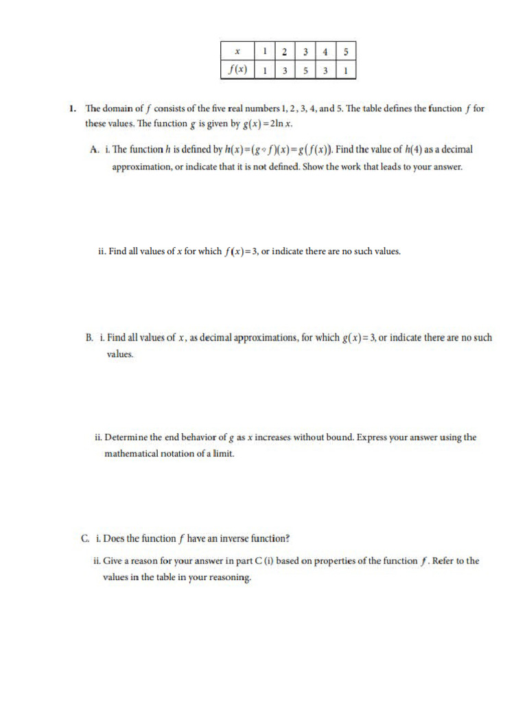 Practice Exam 1 FRQ #1 AP Pre Calculus | PDF