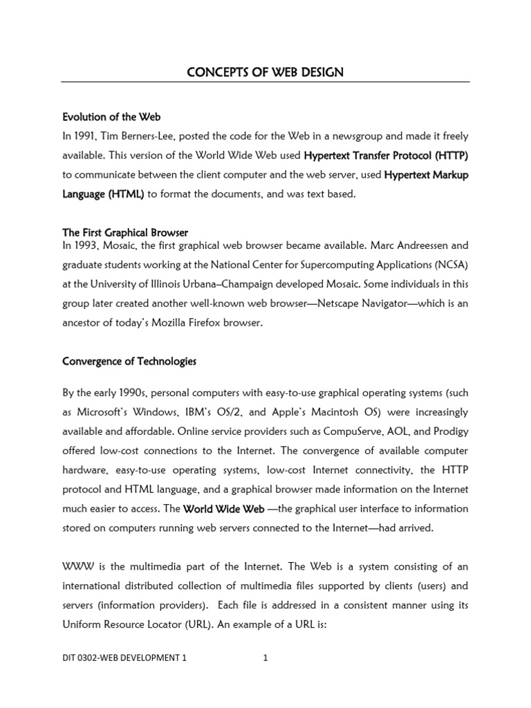 Lecture 2-Concepts of Web Design | PDF | World Wide Web | Internet & Web