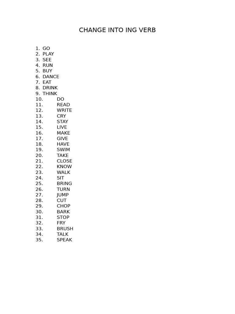 Change Into Ing Verb | PDF