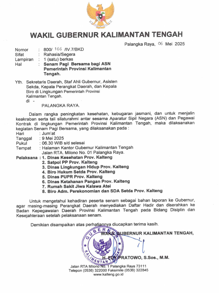 Undangan Senam Bersama Asn Dan Tekon 9 Mei 2025 | PDF