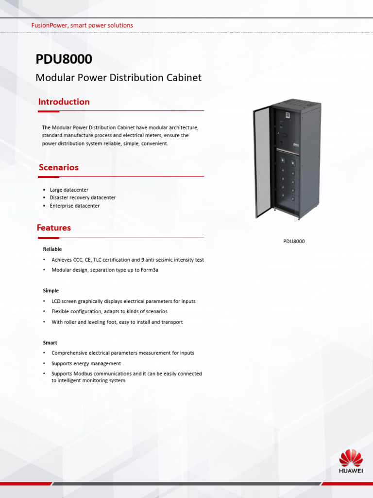 PDU8000 Modular Power Distribution Cabinet Datasheet | PDF | Electric ...