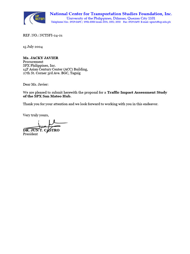 NCTS - Proposal For TIA of SPX San Mateo Hub - 15july2024 | PDF | Legal Remedy | Privacy