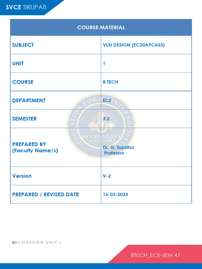 III-II - ECE - VLSI Design Unit 2 | PDF | Cmos | Mosfet