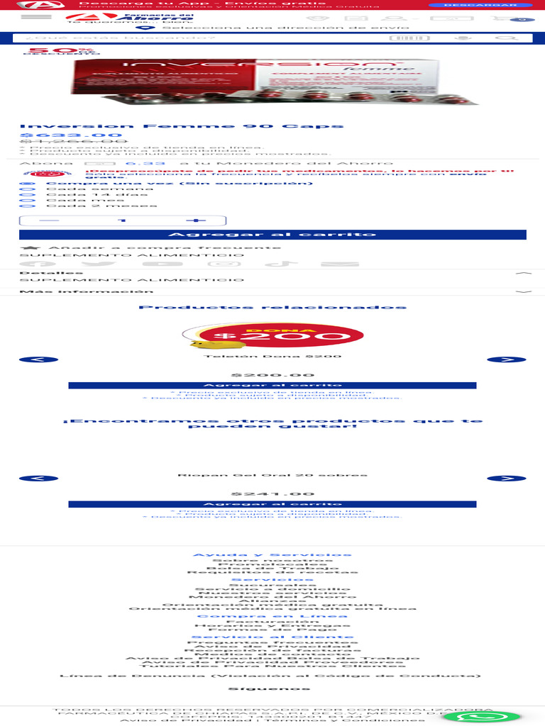 Farmacias Del Ahorro INVERSION FEMME Tienda en Línea A Todo México ...