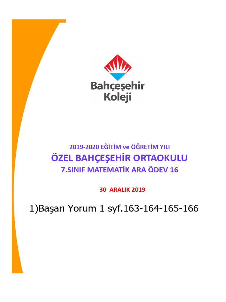 7sinif Mat Ara Odev 16 Baslik 1577696914 | PDF
