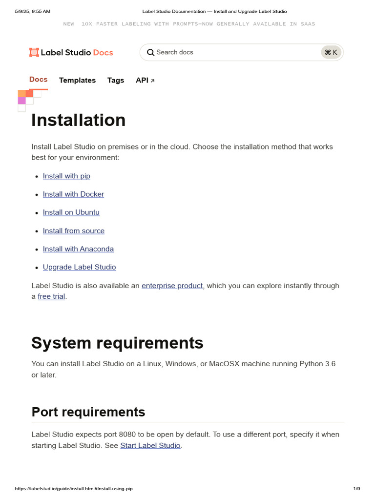 Label Studio Documentation - Install and Upgrade Label Studio | PDF | Software Engineering ...