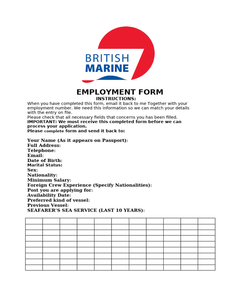 Employment Form Submission Instructions | PDF
