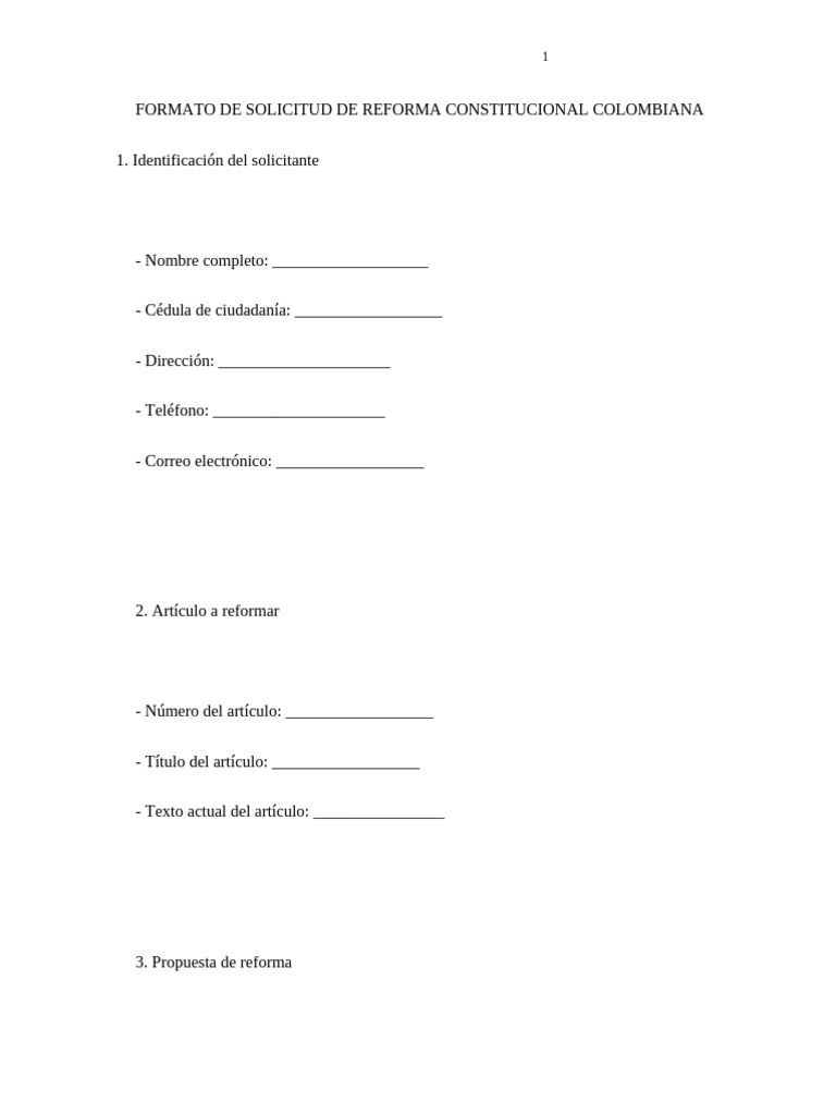 Formulario de Aplicación A La Reforma | PDF | Constitución | Colombia
