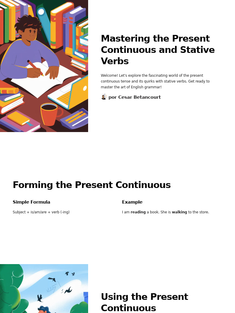 Mastering The Present Continuous and Stative Verbs | PDF