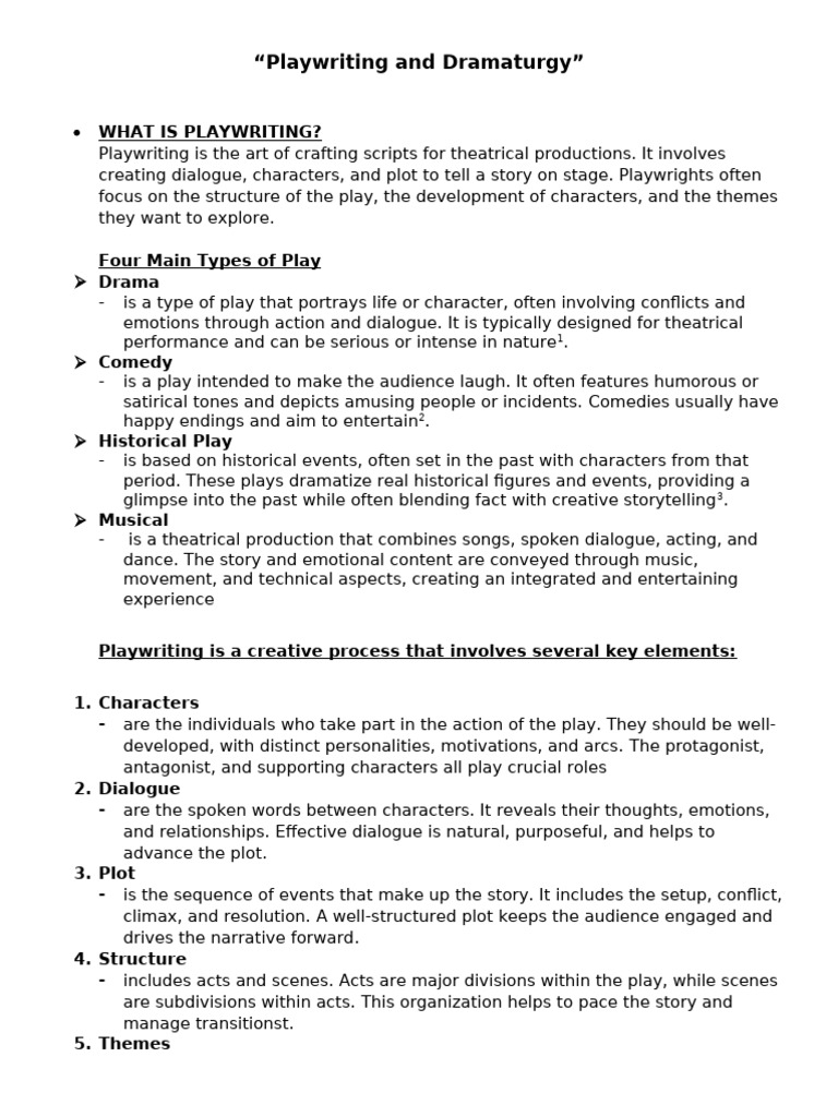 Playwriting and Dramaturgy Essentials | PDF | Play (Theatre) | Playwright