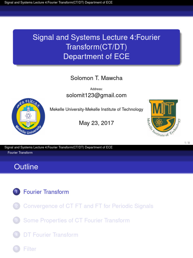 Signal and Systems Lecture 4 | PDF | Filter (Signal Processing ...