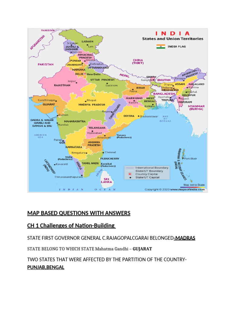Class 12 Political Science Map Questions | PDF | Indian National ...