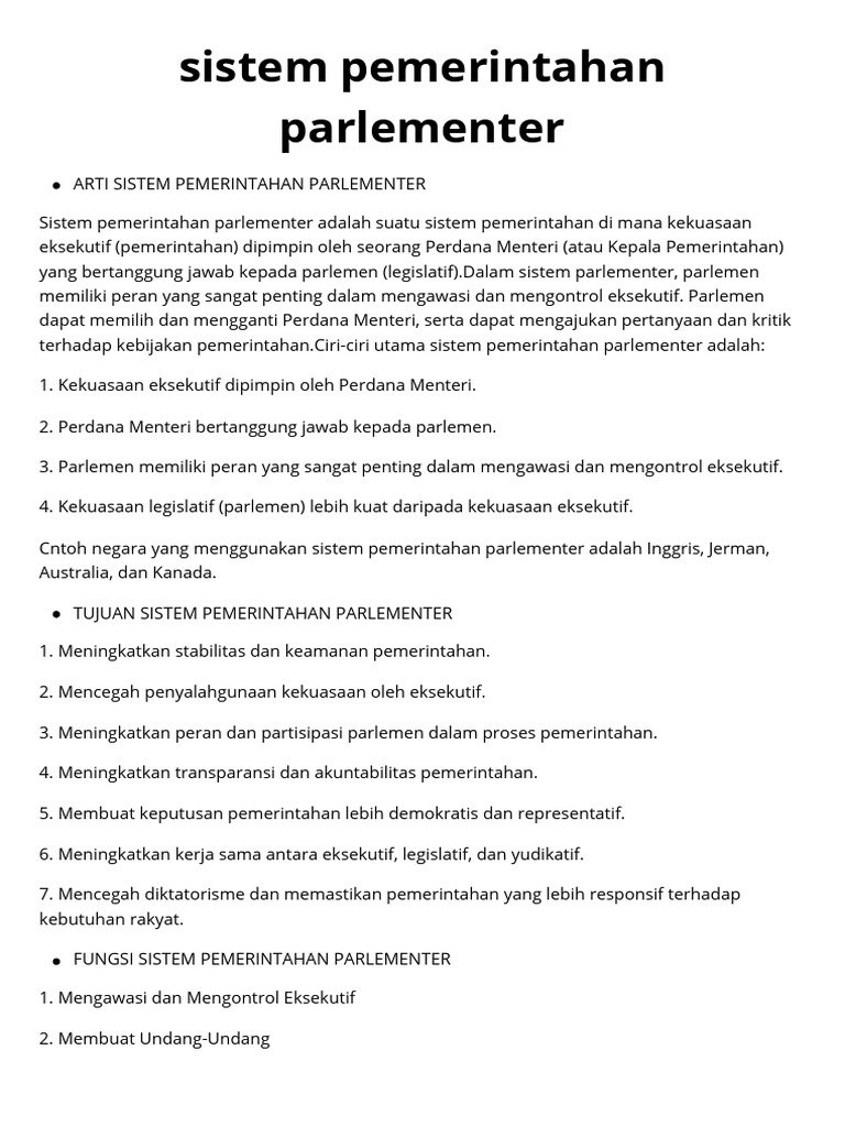 Sistem Pemerintahan Parlementer - 20250204 - 144854 - 0000 | PDF