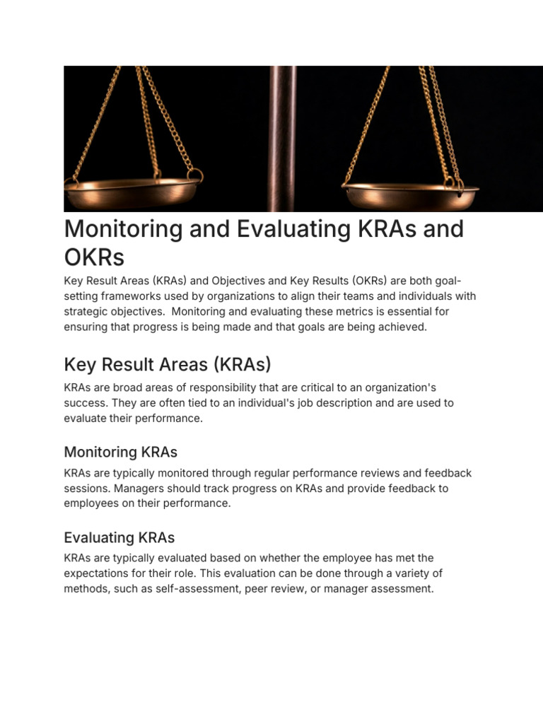 Monitoring and Evaluating KRAs and OKRs | PDF | Goal | Business