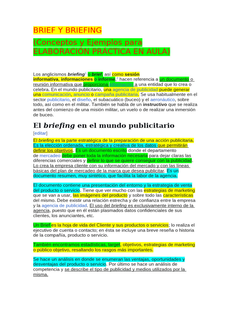 17 PAUTAS DEL BRIEF Y BRIEFING (De Una Agenc. Publicitaria ...